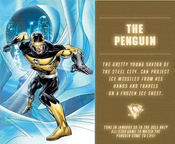 ANG PENGUIN ANG GRITTY YOUNG SAVIOR NG BAKAL NA LUNGSOD. MAAARING MAG-PROYEKTO NG ICE MISSILES MULA SA KANYANG MGA KAMAY AT NAGBIBIGAY SA NAKA-FROZEN ICE SHEET TONE IW ANARY30 0 THE