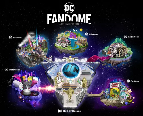 DC FANDOME ACLOL અનુભવ DC KidsVerse Dc YouVerse T DC InsiderVerse OC DC Wotchverse OD DC FunVerse ITHON COMIT DC Hall of Heroes