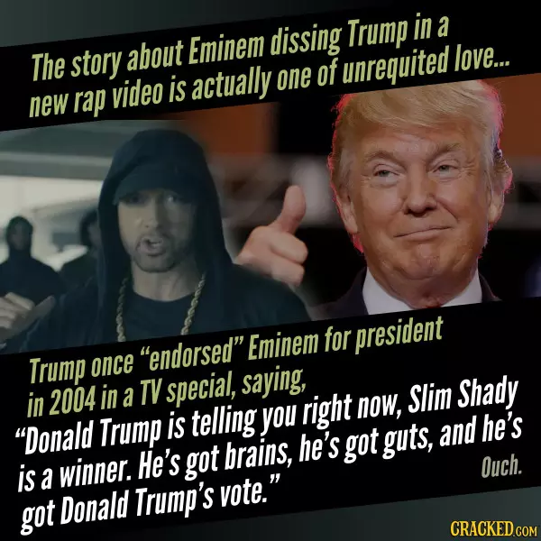 Den Trump huet den Eminem fir de President op enger TV Special ënnerstëtzt