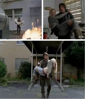 Daryl cargando a Beth