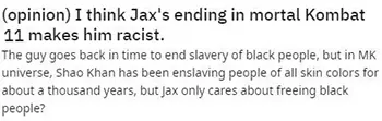 (názor) Myslím, že Jaxův konec v Mortal Kombat 11 z něj dělá rasistu. Ten chlap se vrátí v čase, aby ukončil otroctví černochů, ale ve vesmíru MK Sha