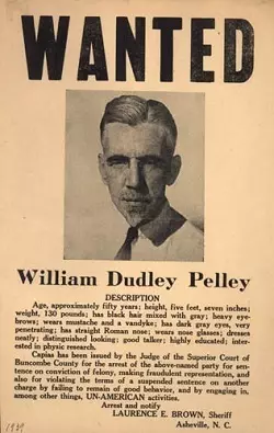 IEŠKOJAMAS William Dudley Pelley APRAŠYMAS Beždžionė, AD, maždaug penkiasdešimties metų ūgis, penkios pėdos. colių svorio. net 130 pouede turi Hlack hae mise su EAY