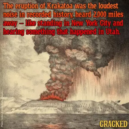 Ukuqhuma kweKrakatoa kwaba umsindo omkhulu kunayo yonke emlandweni orekhodiwe ozwakale endaweni eqhele ngamamayela ayi-2,000 - njengokuma eNew York City nokuzwa okuthile