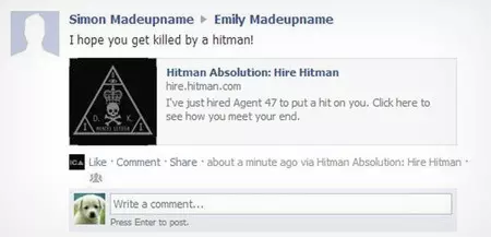 Simon Madeupname Emily Madeupname Ich hoffe, du wirst von einem Killer getötet! Hitman Absolution: Stellen Sie Hitman ein rental.hitman.com Ich habe gerade Agent 47 angeheuert, um einen Treffer zu landen