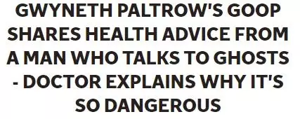 GWYNETH PALTROW'S GOOP YN RHANNU CYNGOR IECHYD GAN DYN SY'N SIARAD AG YSBRYDION - MEDDYG YN ESBONIO PAM EI FOD YN BERYGLUS