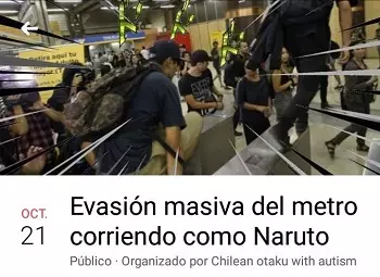 t Evasion masiva del metro OCT. 21 koridoro kiel Naruto Publico Organizado por Ĉilia otaku kun aŭtismo