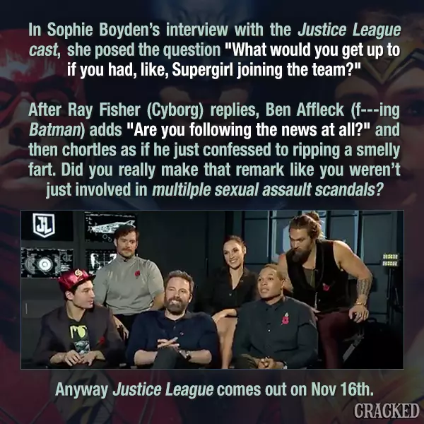 I Sophie Boydens intervju med Justice League-rollen ställde hon frågan Vad skulle du hitta på om du hade, typ, Supergirl gå med i tet