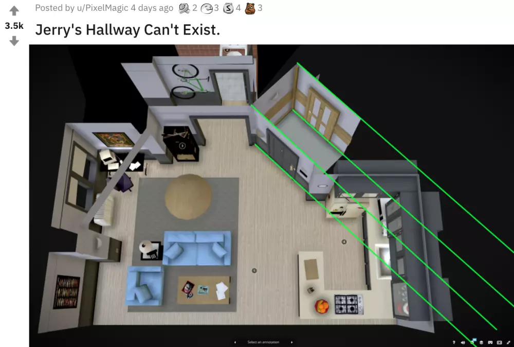 জেরি সিনফেল্ডের 'সিনফেল্ড' অ্যাপার্টমেন্ট শারীরিকভাবে অসম্ভব, রেডডিট যুক্তি দেয়