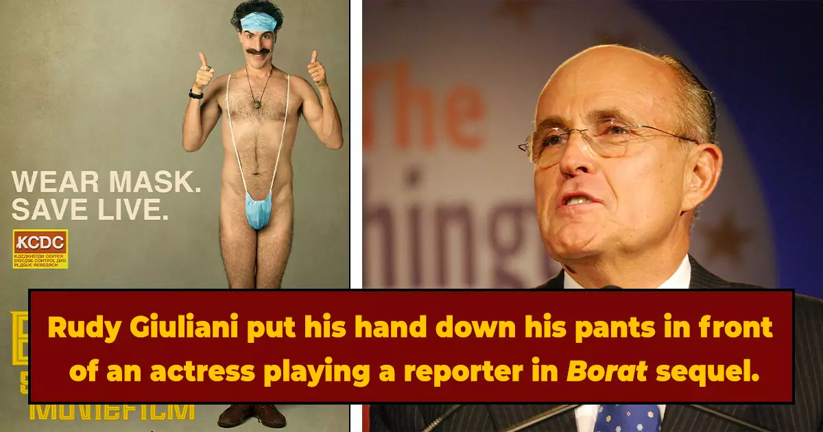 Borat 2: Rudy Guliani Yn Rhoi Dwylo i Lawr Ei Briwiau, Yn Honedig Yn Fflyrtio Gyda Gohebydd Ffug