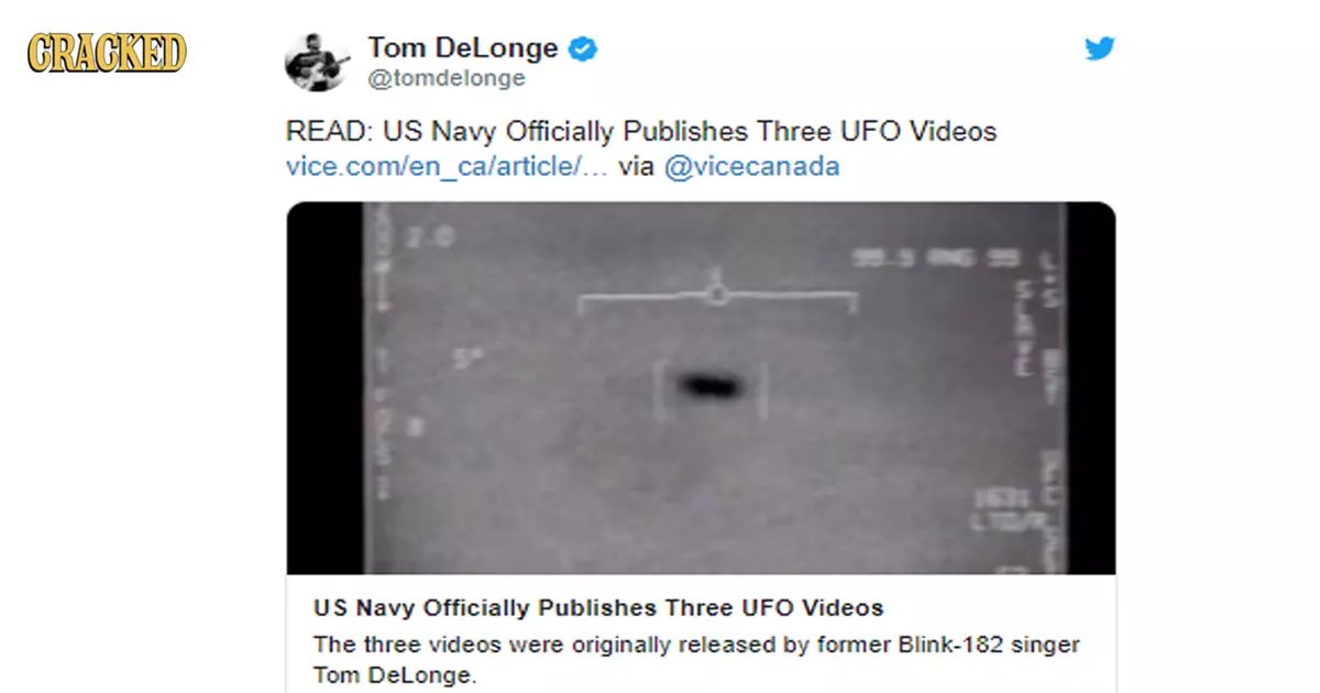 Tom DeLonge Betul Mengenai UFO, Dan Harry Reid Berkata Ada Lagi