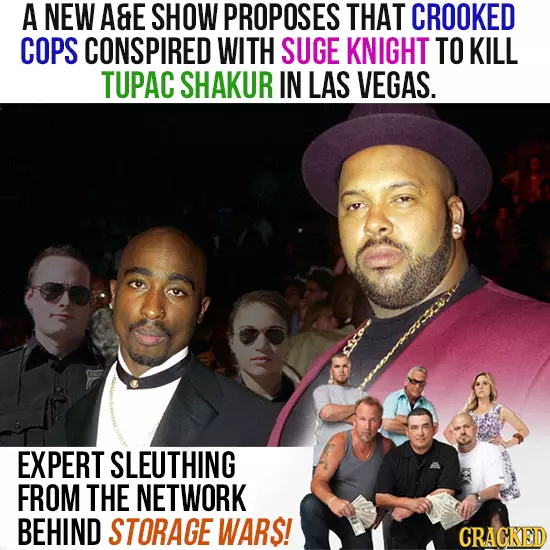 NOVÁ A&E SHOW NAVRHUJE, ŽE POKRATÍ POLITICI SA SPOKLILI SO SUGE KNIGHTOM, aby ZABILI TUPAC SHAKUR V LAS VEGAS. ODBORNÍK VYZNÁVANIE ZO SIETE ZA STOROU