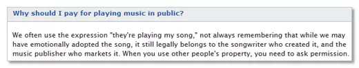 Почему я должен платить за публичное исполнение музыки? Мы часто используем выражение «они играют в мою песню». не всегда помня, что, хотя у нас может быть эмо