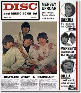 DISC MERSEY UPROAR we MUSIC ECHO d aftara AA t SAHYPA SANDIE telewizoryna tomaşa ediň, Hollies-e gabanjaň CRIMEL MERSEYS ýok! CILLA BEATLES: W.