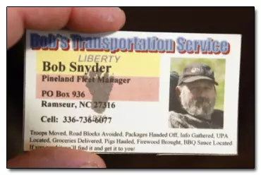 د BoD'S UdSpOrtation Service Liberty Bob Snyder Pineland Fleet Manager PO Box 936 Ramseur, O27316 Cell: 336-73646077 سرتیري لیږدول شوي. د سړک د بندونو مخنیوی شوی.