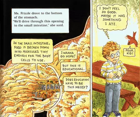 Dydw i ddim yn TEIMLO Mor DDA. Gyrrodd Ms Frizzle i'r gwaelod EFALLAI OEDD O'R stumog. RHYWBETH Byddwn yn gyrru trwy'r agoriad hwn 1 ATE. i tbe int bach