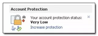 ការការពារគណនី ស្ថានភាពការពារគណនីរបស់អ្នក៖ x កម្រិតទាប បង្កើនការការពារ