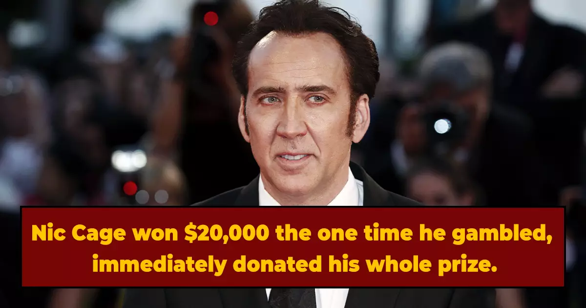 Nicolas Cage waxa uu sheegay in uu hal mar ciyaaray, kuna guulaystay $20,000, oo uu ugu deeqay guulo Agoon ah.