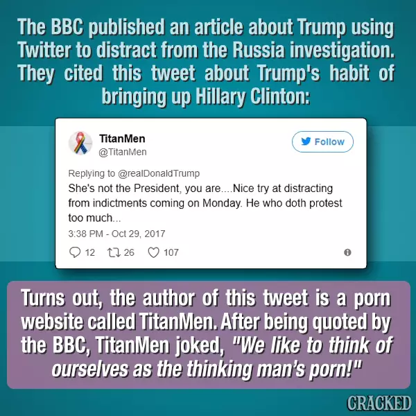 Bungwe la BBC linanena mawu a Anti-Trump Tweet wa Hardcore Porn Webusayiti